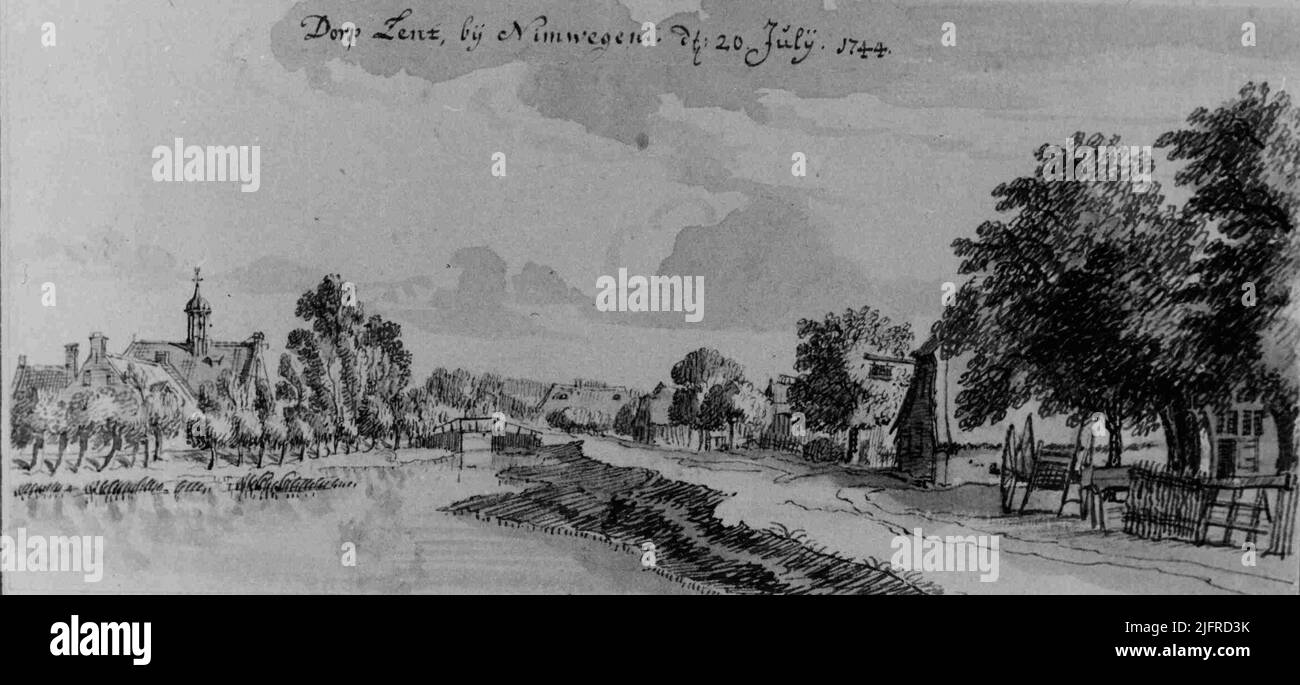 The Kanaal de Grift, with the Dutch Reform Cherk and Boerenhuizen Stock ...