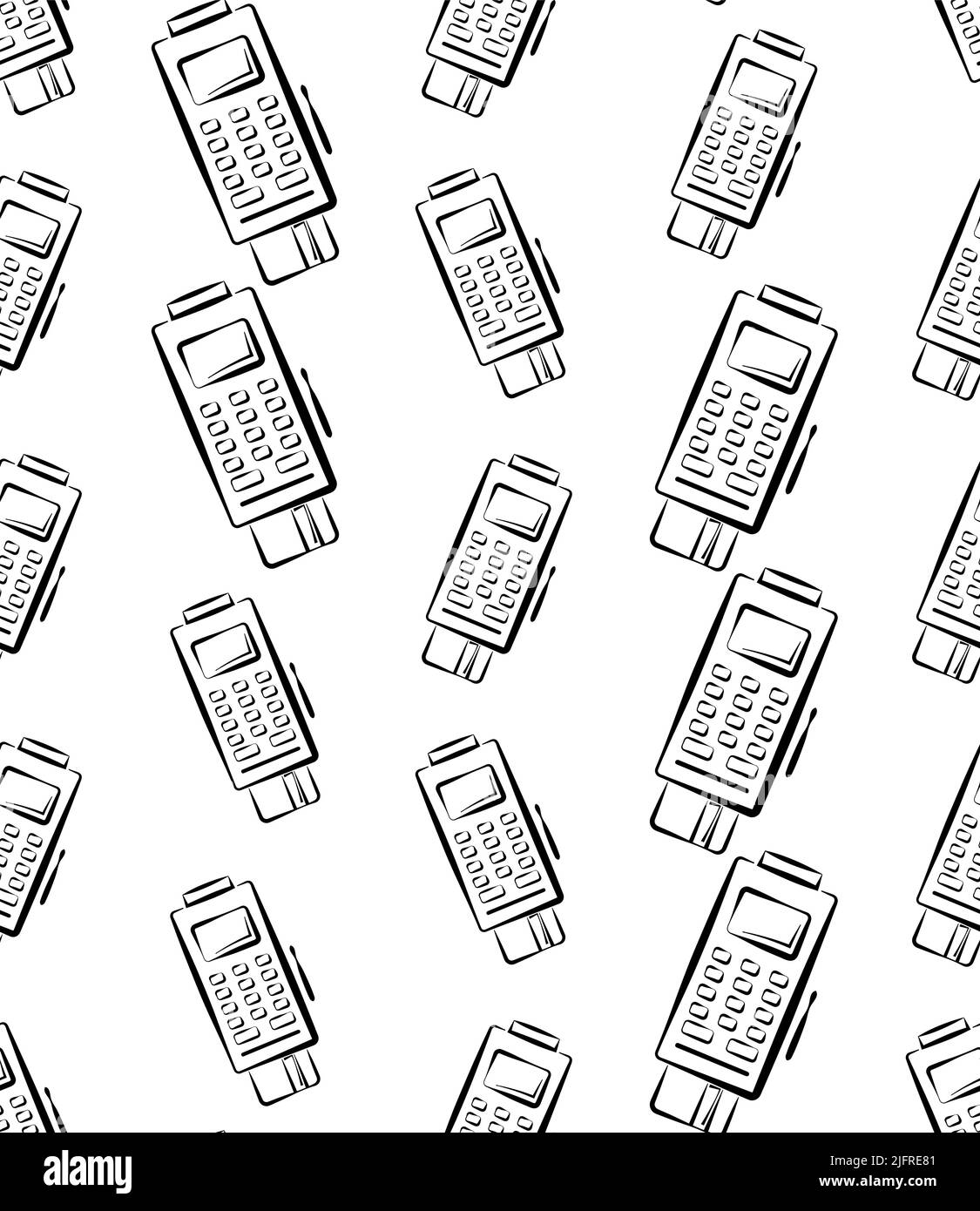 Pos Terminal Icon Seamless Pattern Vector Art Illustration Stock Vector