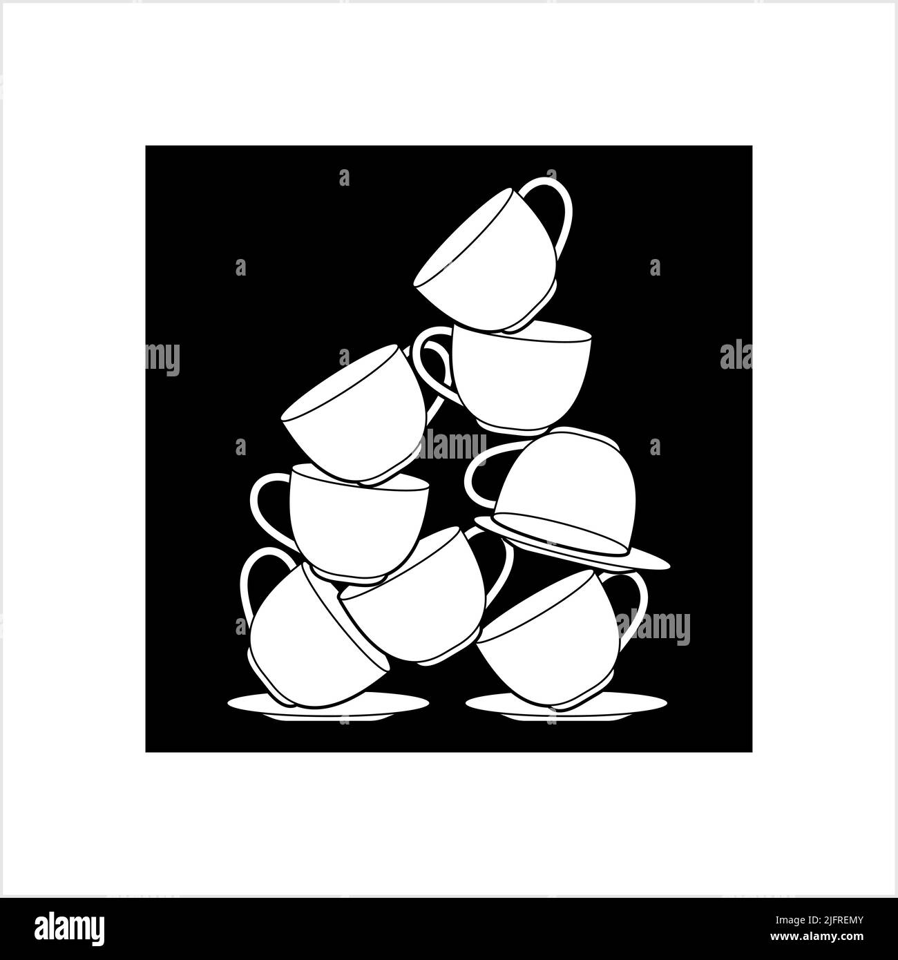 Stack Tea Coffee Cups Icon, Cup Stacking Vector Art Illustration Stock ...
