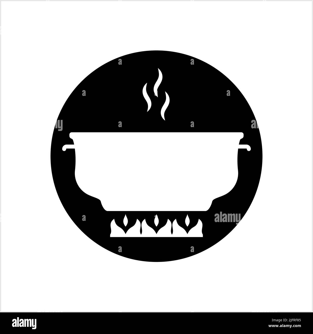 Pan Heating Icon, Frying Pan On Fire Icon Vector Art Illustration Stock ...