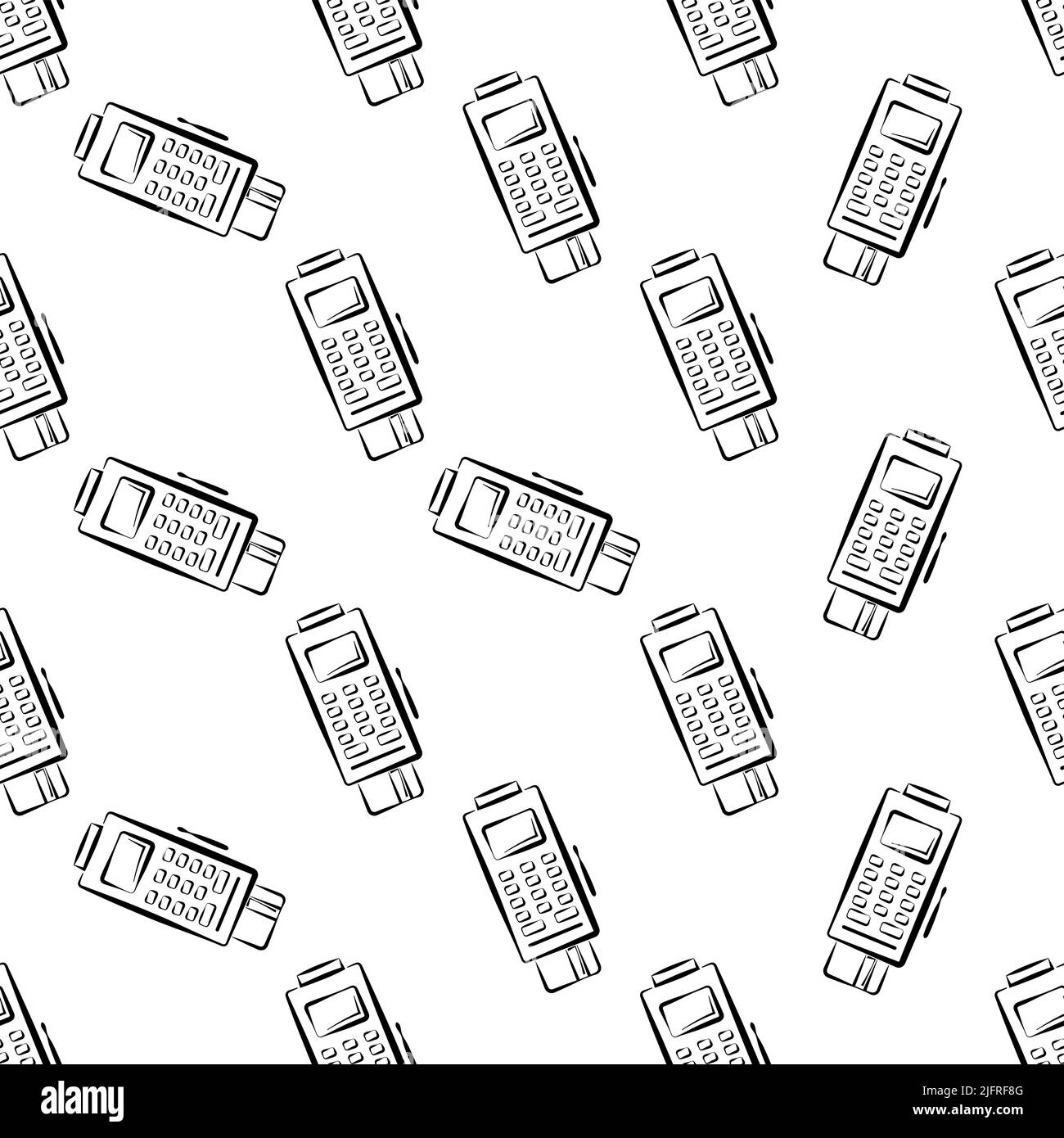 Pos Terminal Icon Seamless Pattern Vector Art Illustration Stock Vector