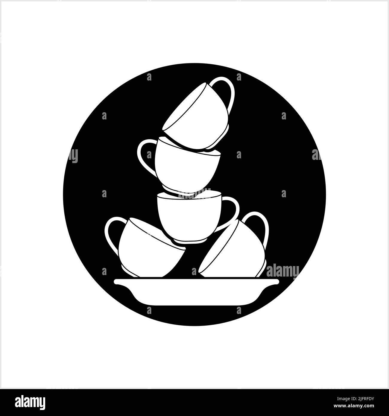 Stack Tea Coffee Cups Icon, Cup Stacking Vector Art Illustration Stock ...