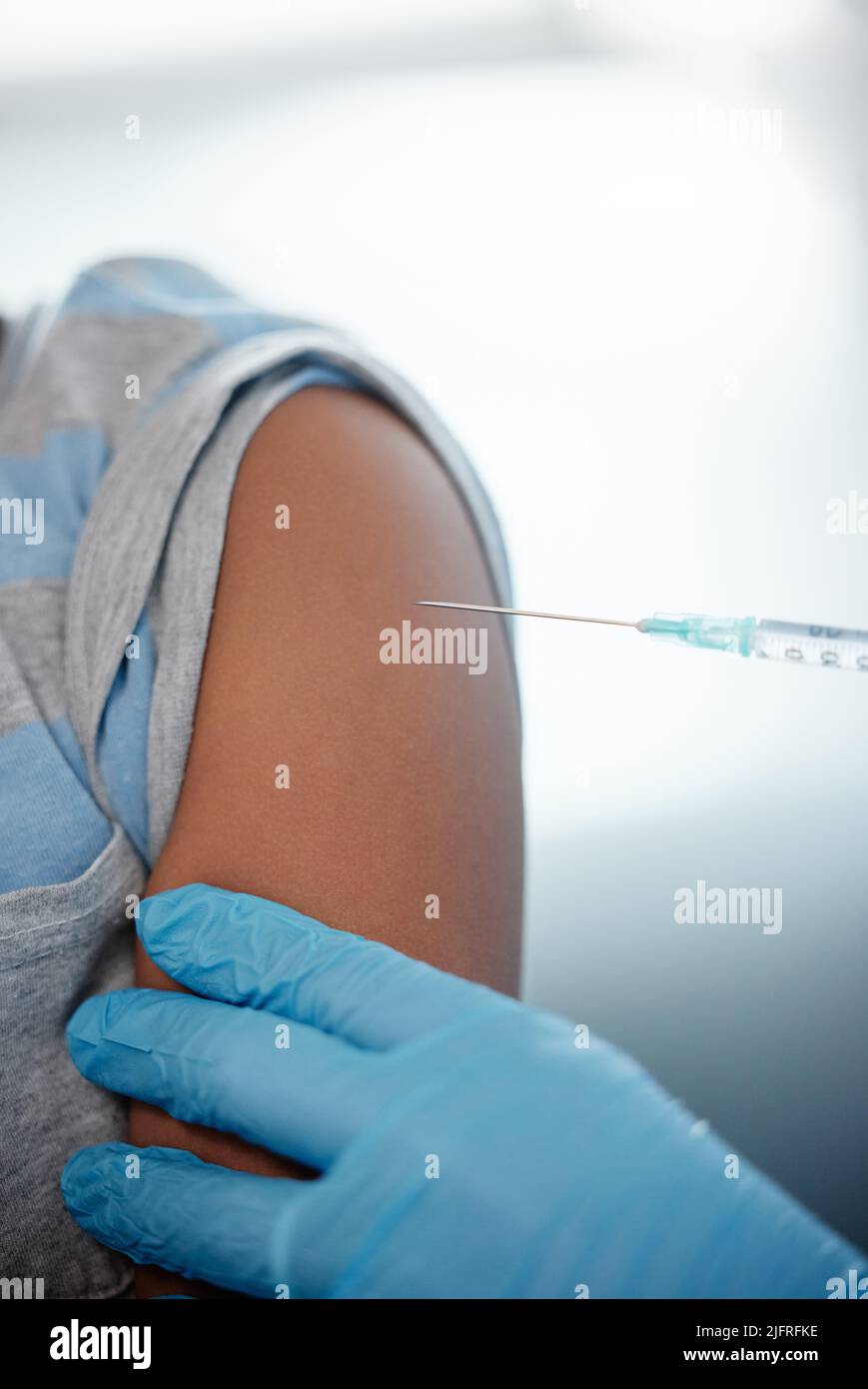 Kids need a range of vaccines during their childhood. Closeup shot of ...