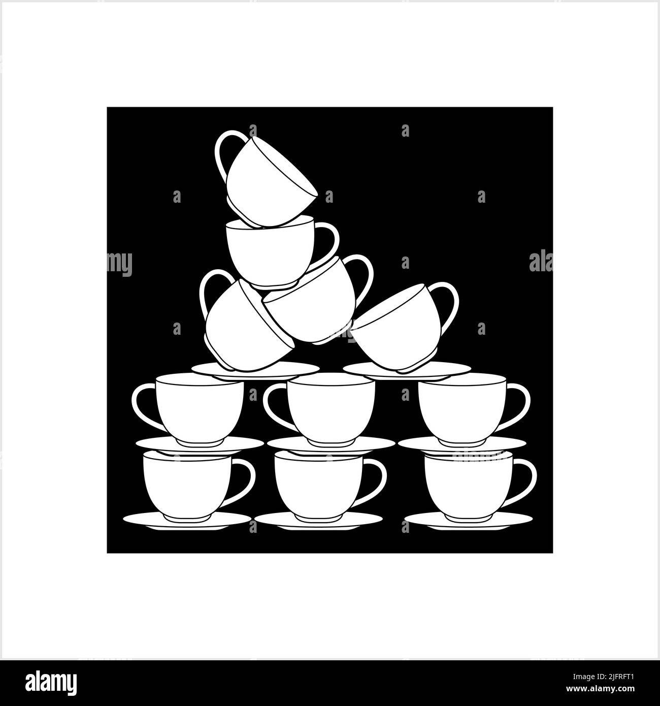 Stack Tea Coffee Cups Icon, Cup Stacking Vector Art Illustration Stock ...