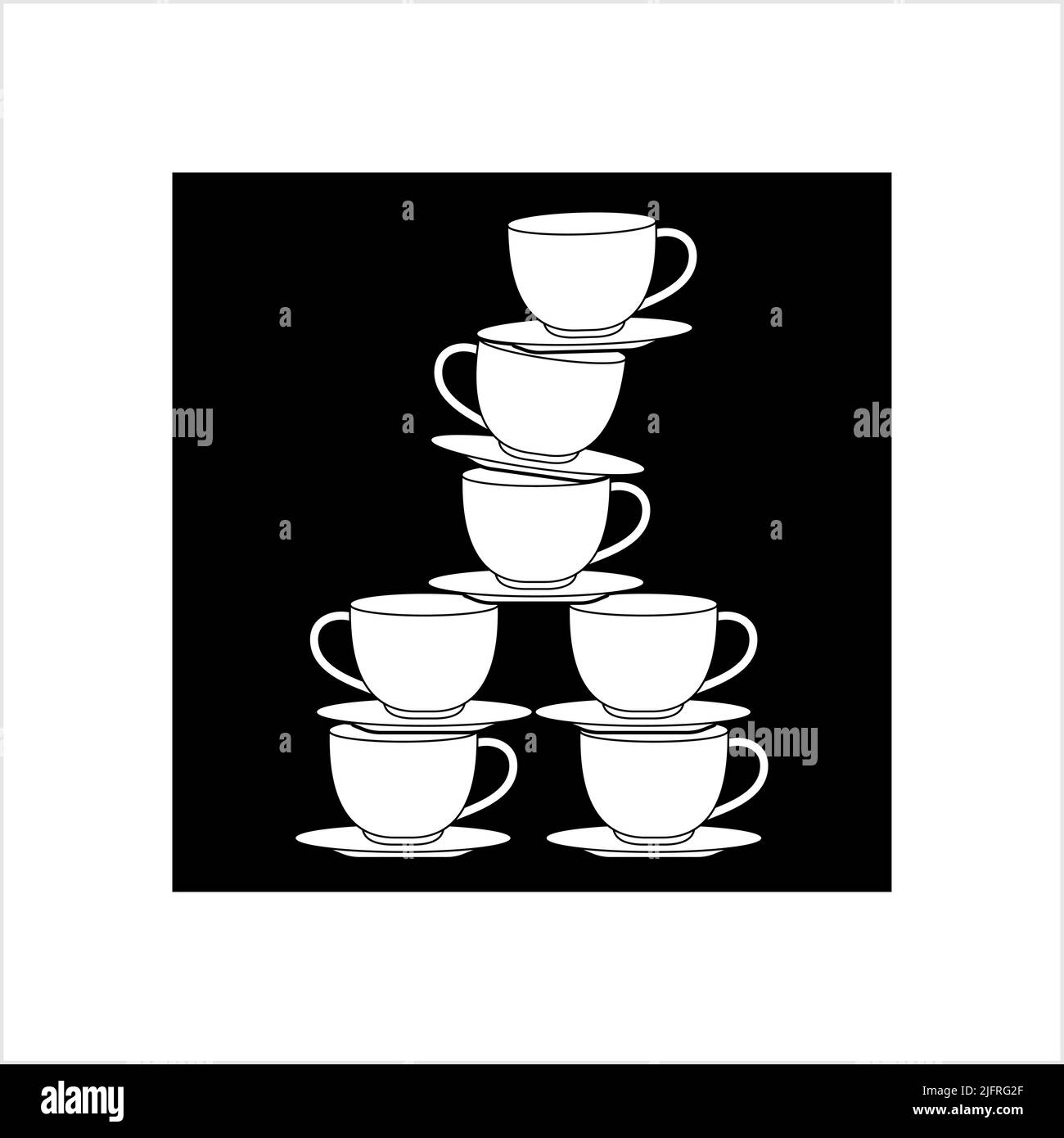 Stack Tea Coffee Cups Icon, Cup Stacking Vector Art Illustration Stock ...