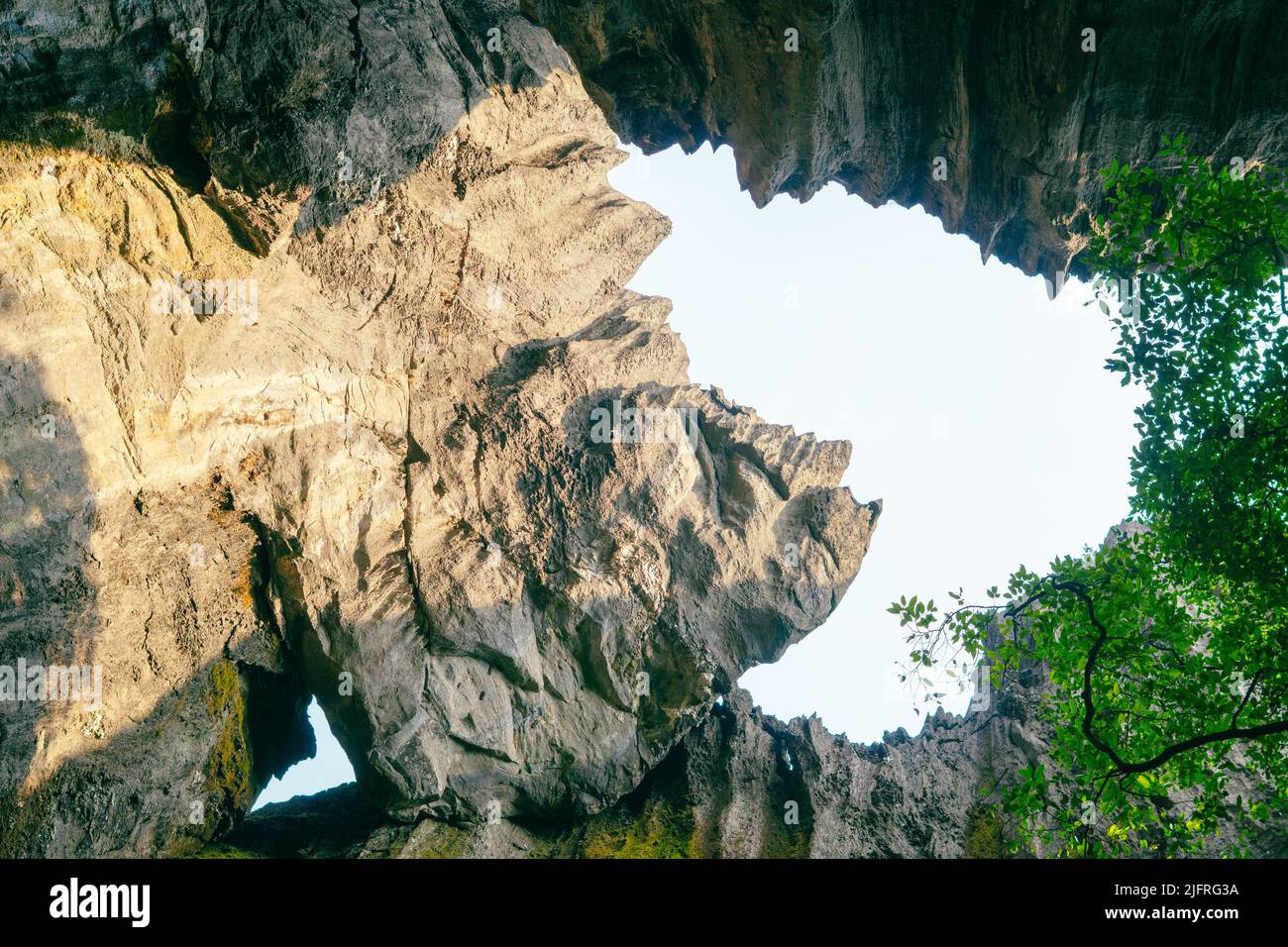 Upside view of Yana caves inside , rocks can be seen very clearly Stock ...