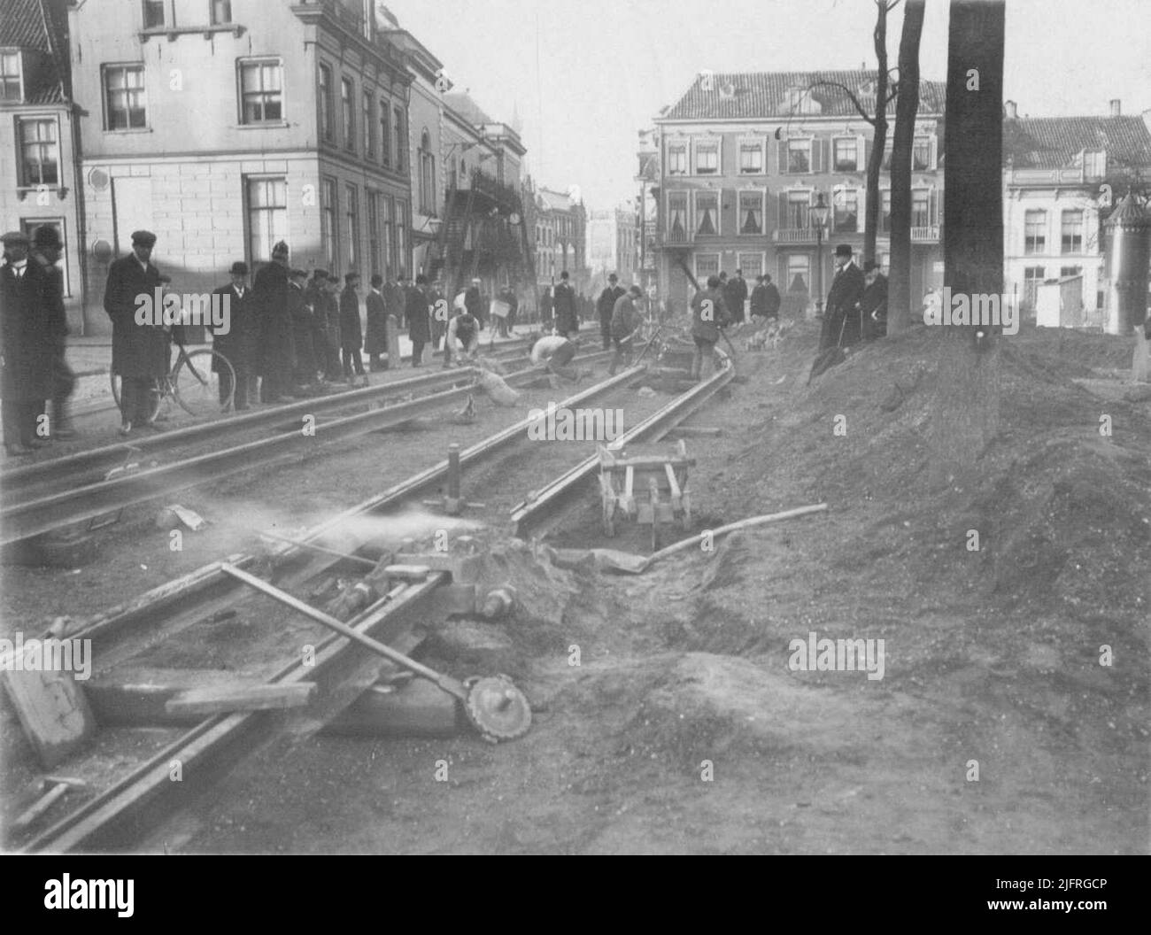 Construction of tram rails Stock Photo - Alamy