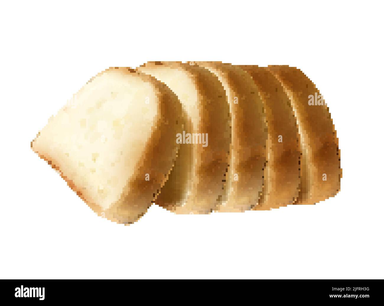 Slices of fresh wheat bread side view on white background realistic ...