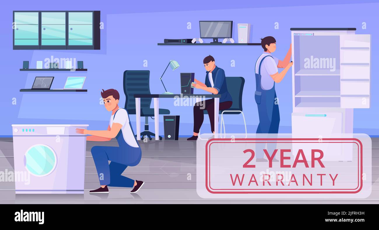 Warranty repair card with an image of the office and repairers flat ...