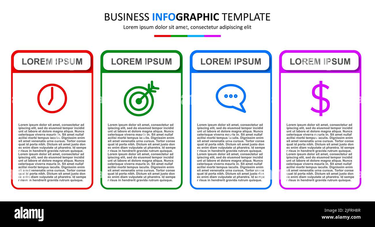 Vector infographic template with four steps or options. Four colorful ...