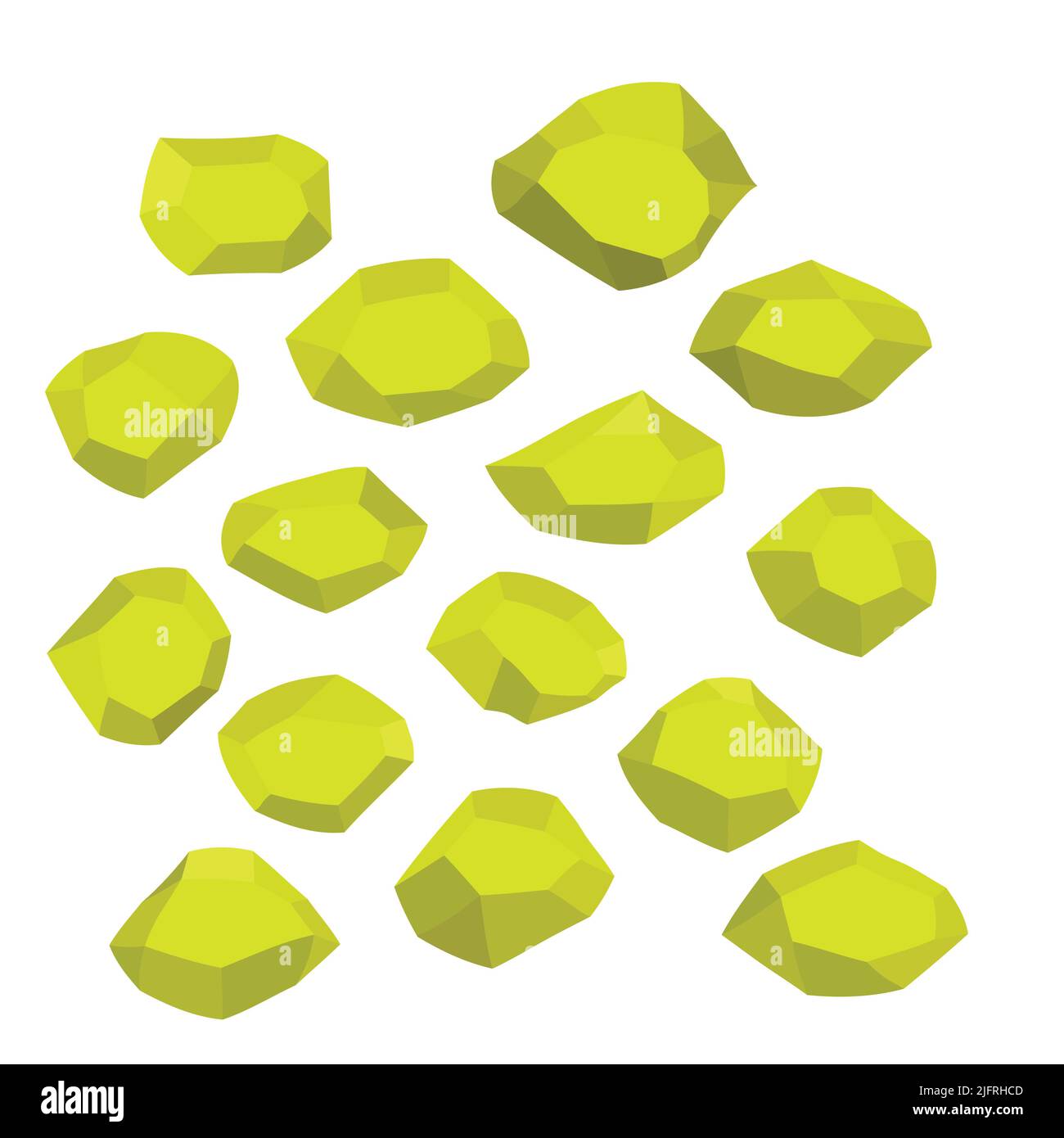 Cartoon stones. Rock stone isometric set. Green boulders, natural ...