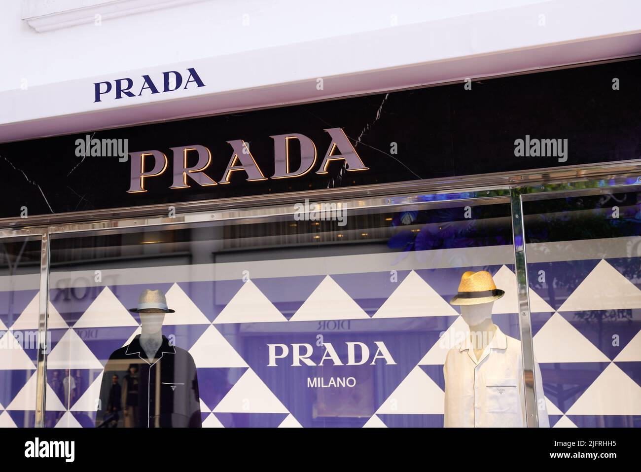 Cannes , paca , France - 06 12 2022 : prada store sign text facade and ...