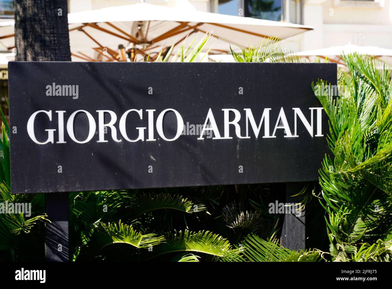 Cannes , paca France - 06 15 2022 : Giorgio Armani luxury shop designer ...