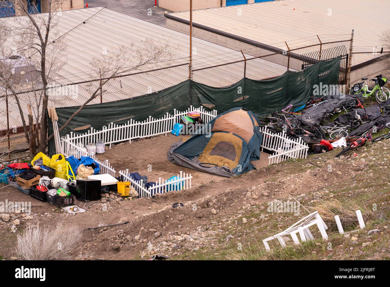 Tent in a camp of homeless people in Utah Stock Photo - Alamy