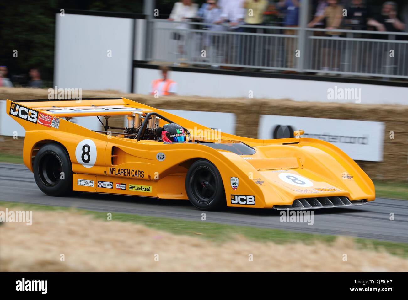 JCB McLaren M8F CanAm racing car at the Festival of Speed 2022 at ...