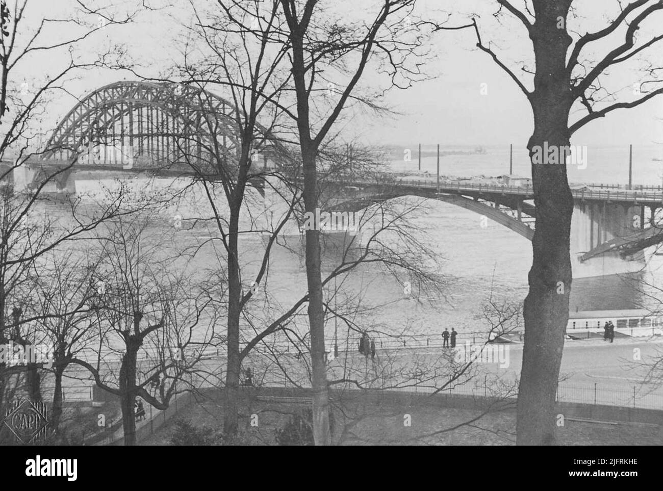 View of the Waal Bridge and the Waal Stock Photo - Alamy