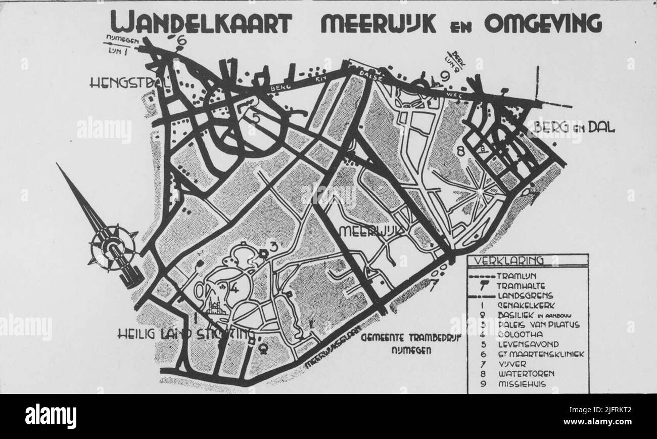 Walking map Meerwijk and surroundings Stock Photo - Alamy