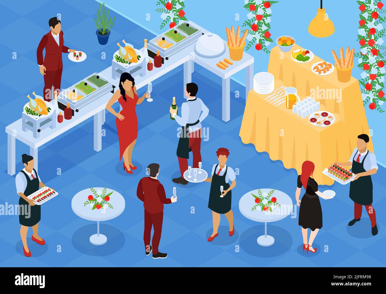 Banket reception buffet service food stations appetizers waiters ...