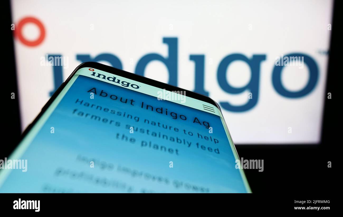 Mobile phone with website of US agriculture technology company Indigo ...