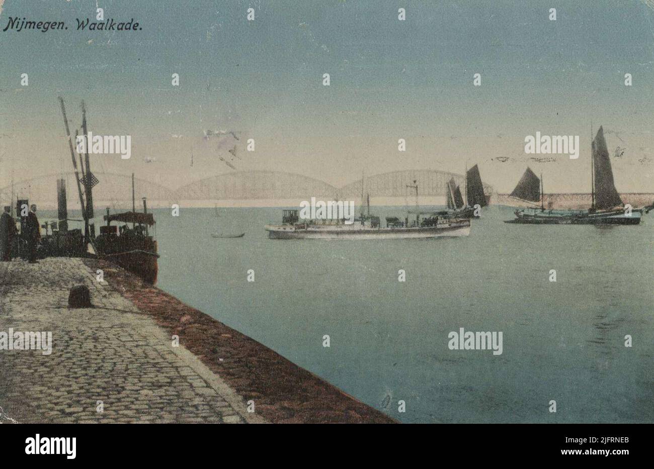 The Waalkade and the ferry on the Waal Stock Photo - Alamy