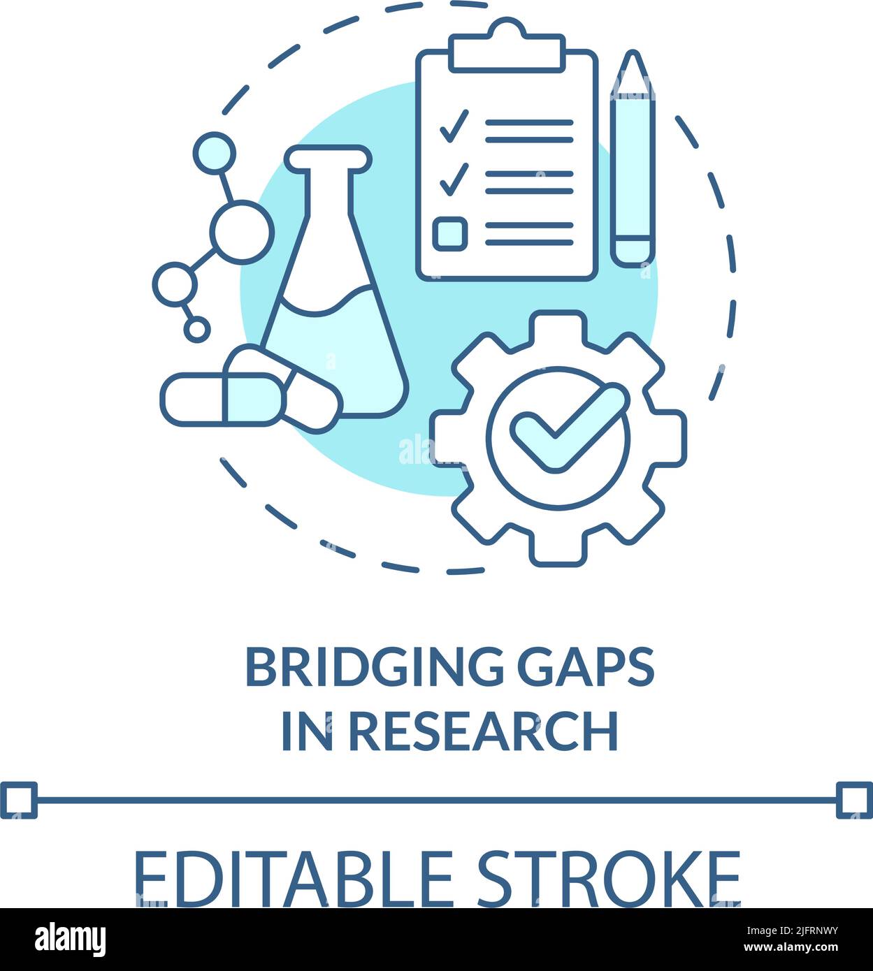 Bridging gaps in research turquoise concept icon Stock Vector Image ...