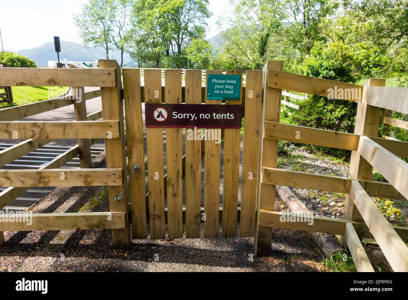 No Tents Sign On Campsite Gates, Scotland, UK Stock Photo - Alamy