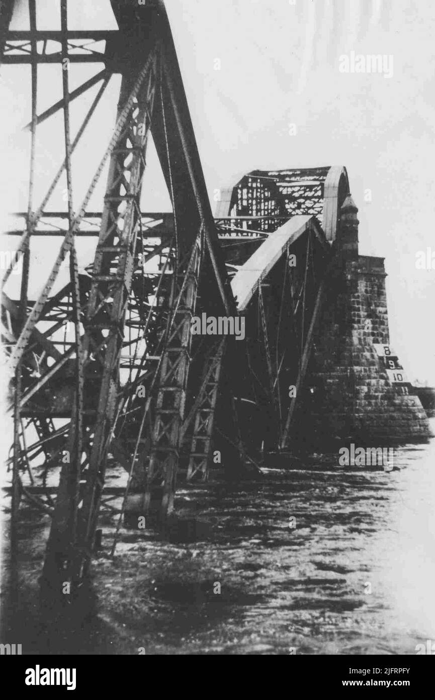 Destroyed railway bridge Stock Photo - Alamy