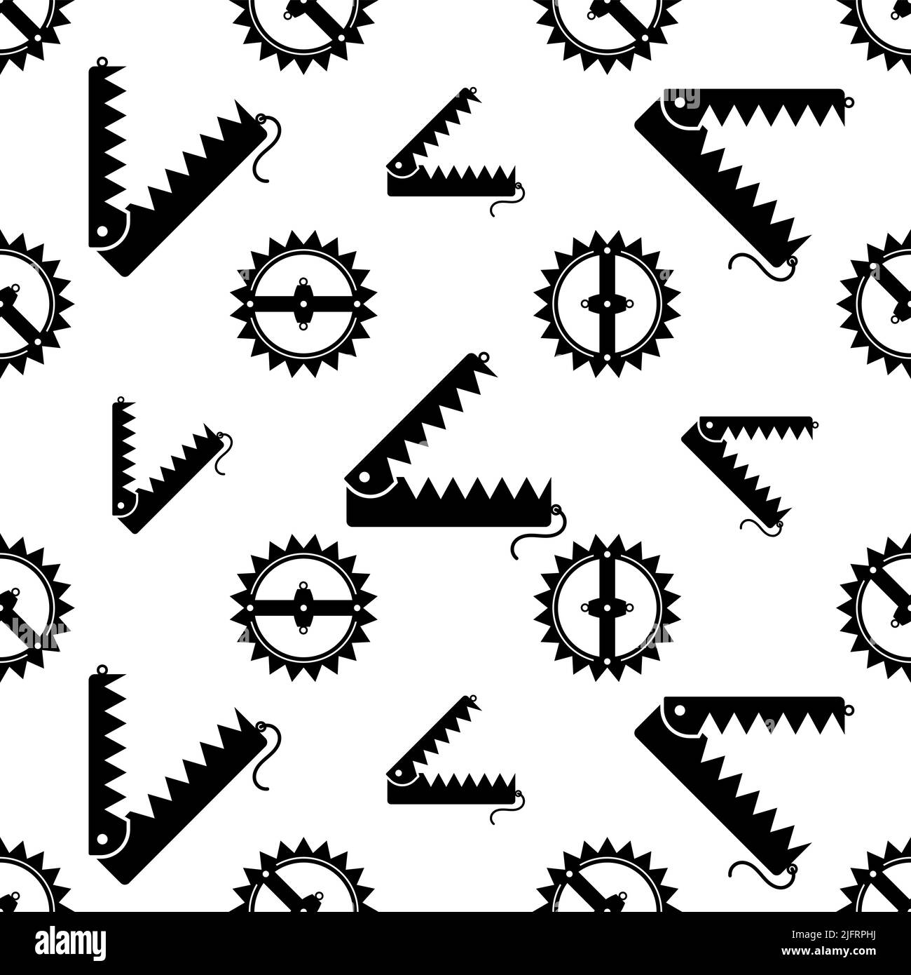 Animal Trap Icon Seamless Pattern, Animal Catching Trap Vector Art ...