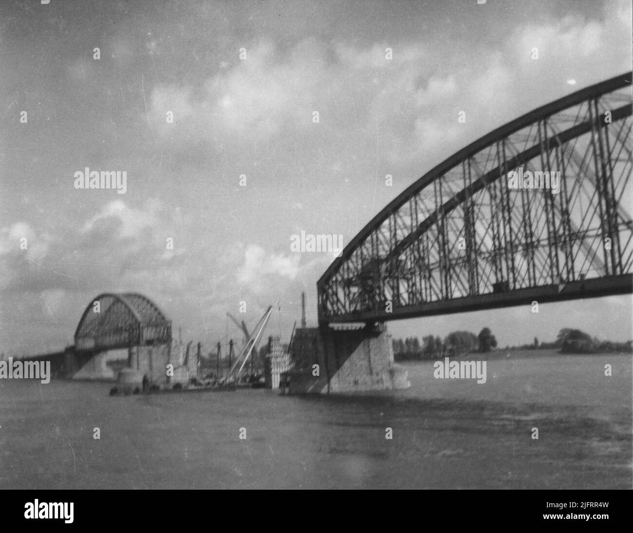 Recovery destroyed railway bridge Stock Photo - Alamy