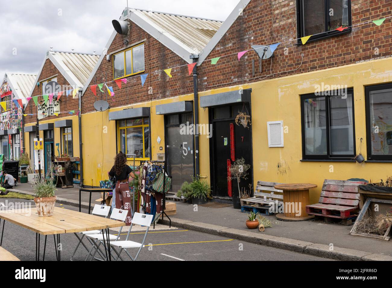 Giant quilt covered warehouse, Overbury Road, Haringey, London, UK ...