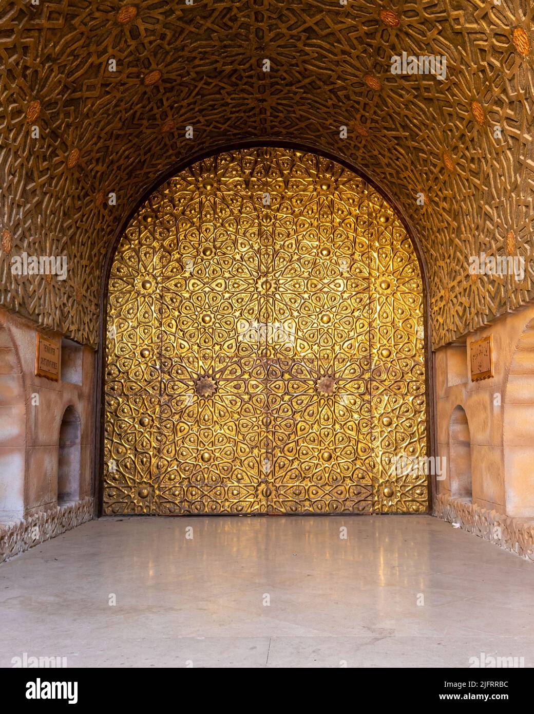 Golden door on the Al Sahaba Mosque in the Old City of Sharm El Sheikh ...