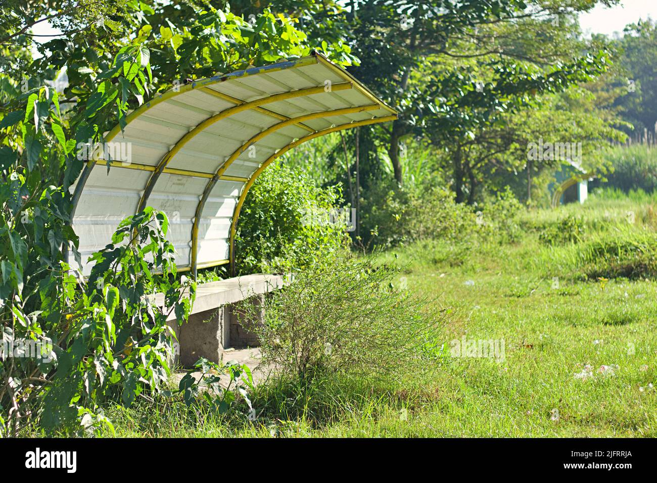 Coach and reserve benches in the old grass field Stock Photo - Alamy