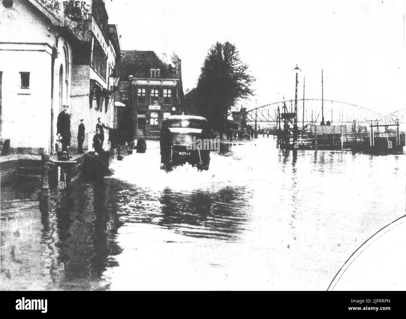 Flooded Waalkade near high water Stock Photo - Alamy