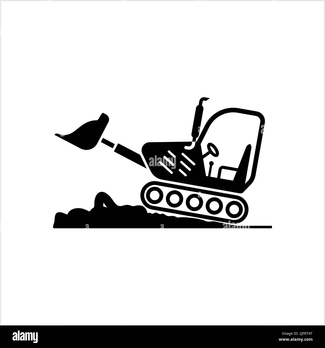 Bulldozer Icon, Crawler Bulldozer, Excavator Icon Vector Art ...