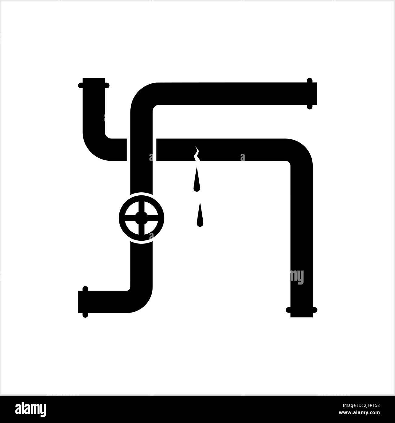 Broken Pipe Icon, Leakage In Pipe Vector Art Illustration Stock Vector ...