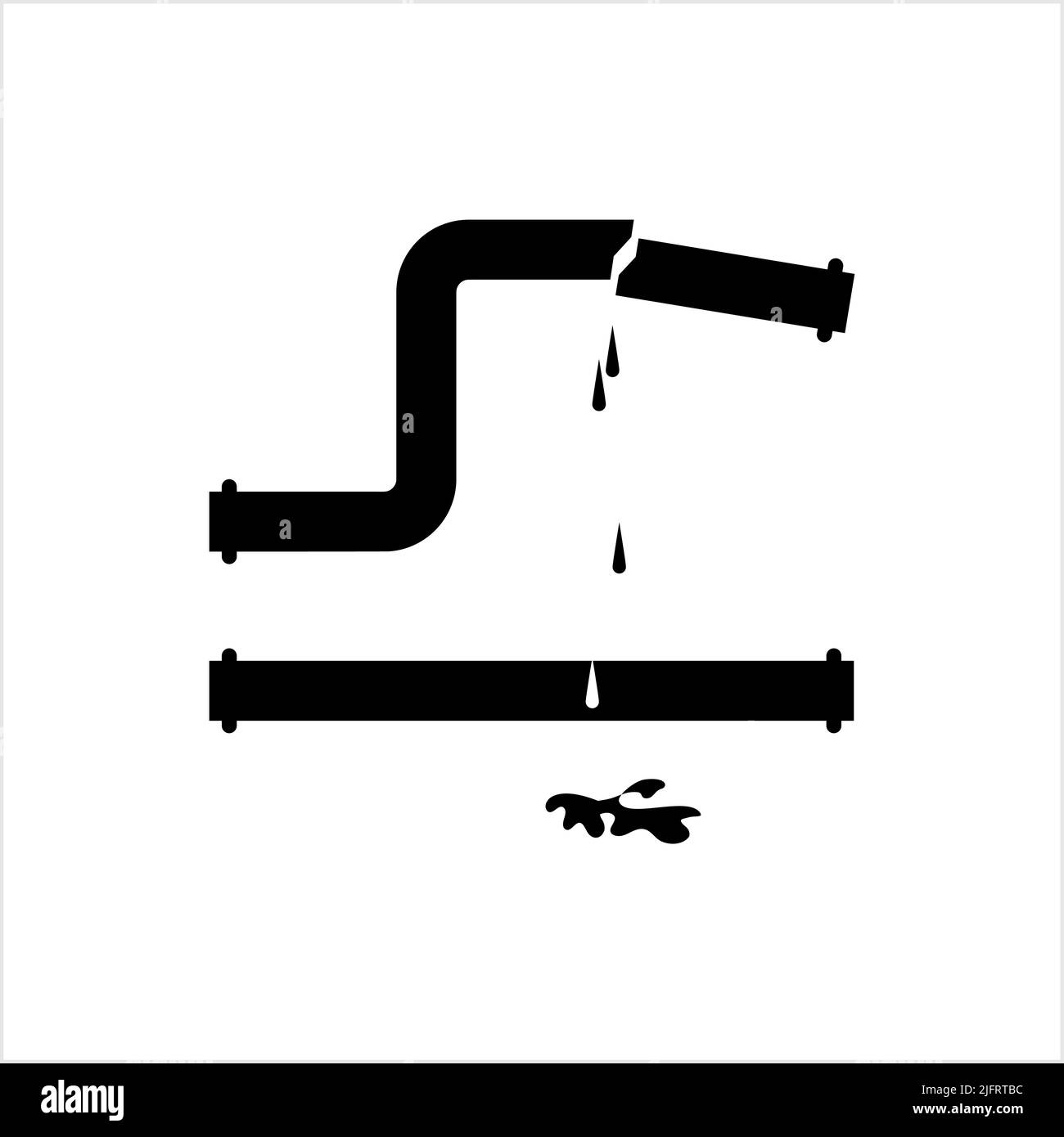 Broken Pipe Icon, Leakage In Pipe Vector Art Illustration Stock Vector ...