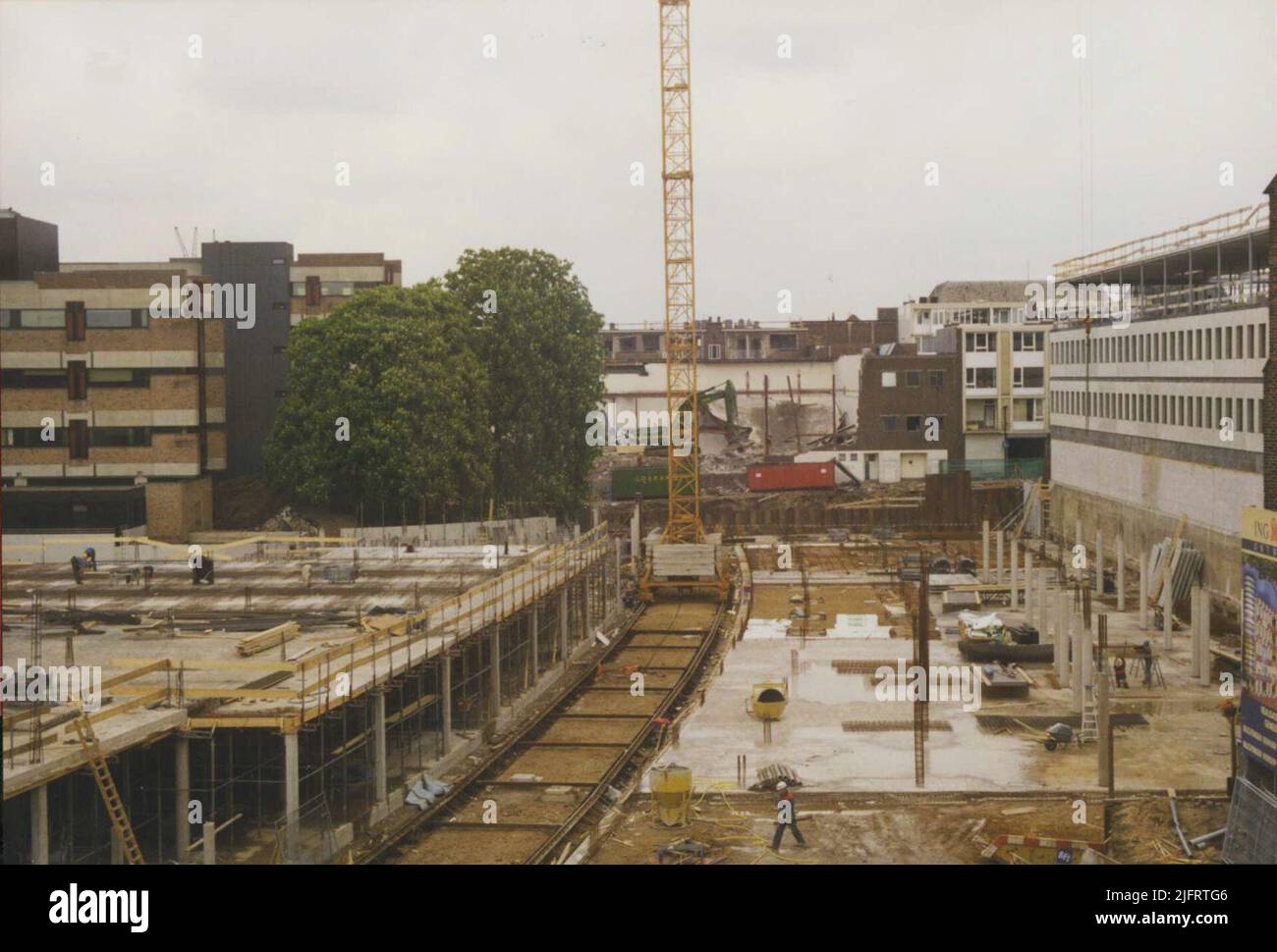 The construction of a shopping street Stock Photo - Alamy