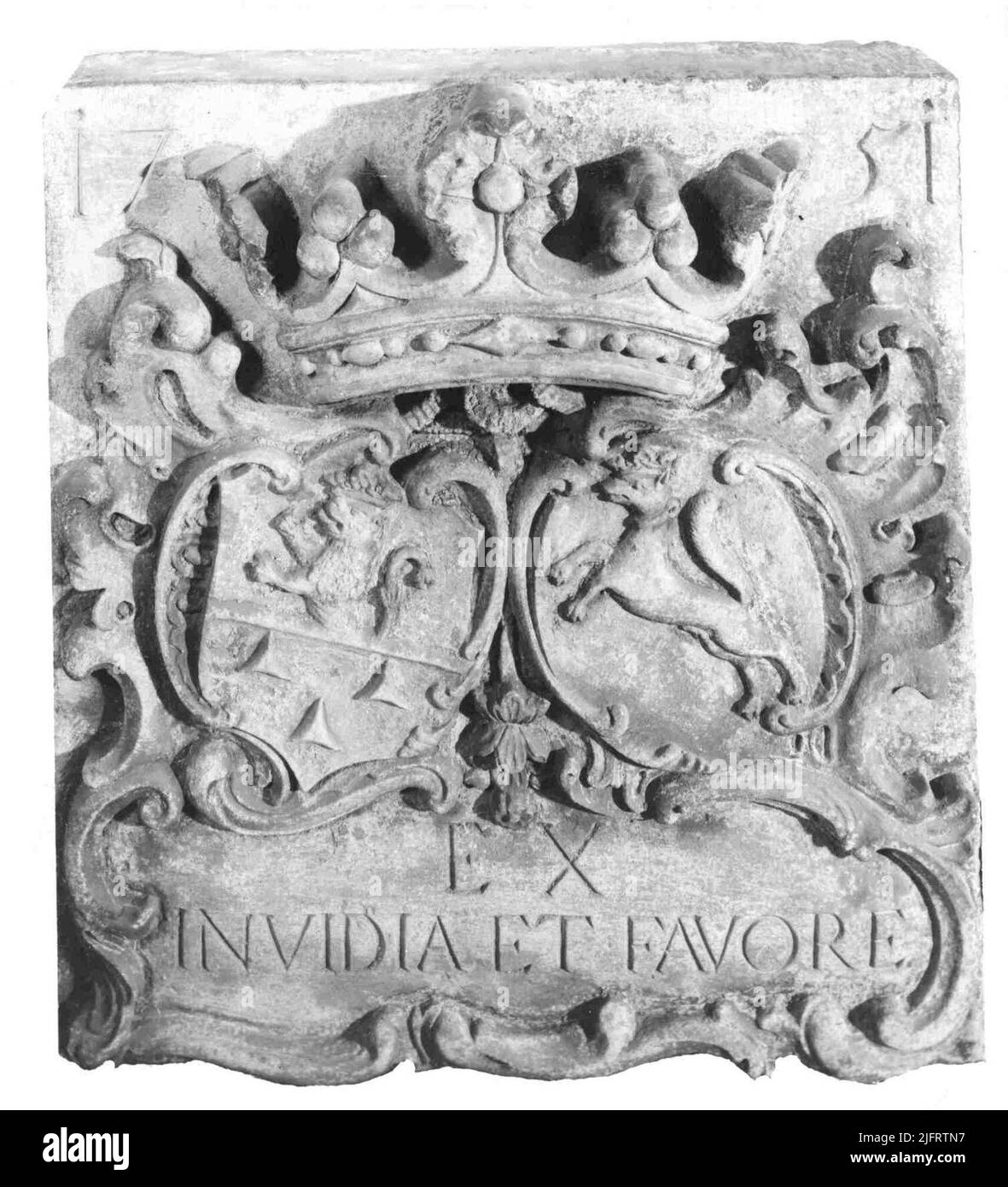 The facing brick with the alliance weapon of the families of Johan ...