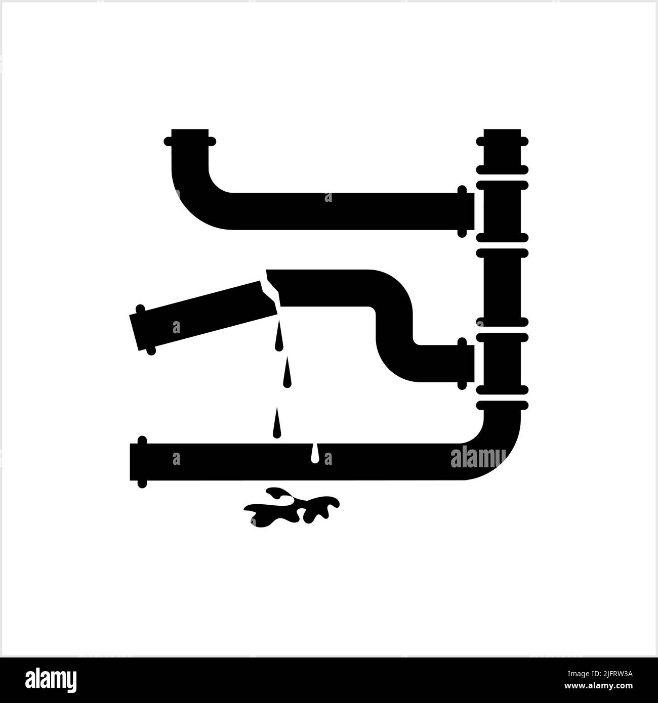 Broken Pipe Icon, Leakage In Pipe Vector Art Illustration Stock Vector ...