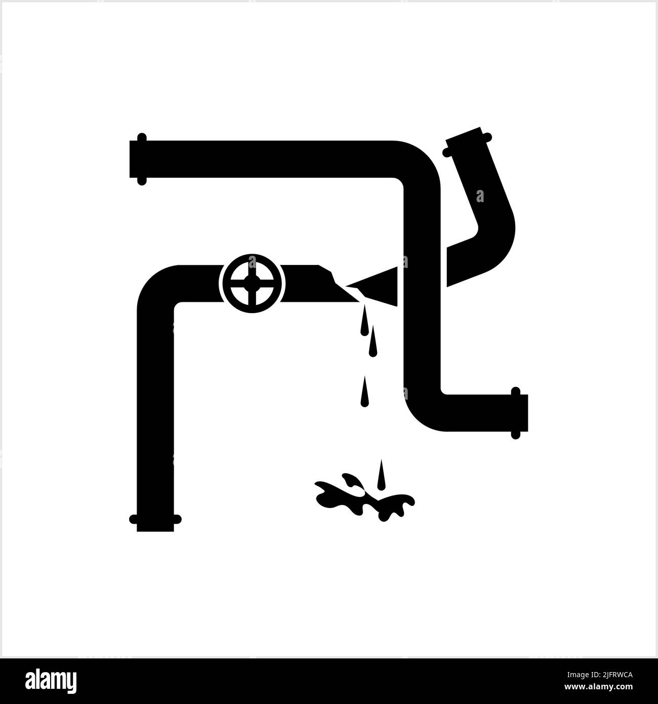 Broken Pipe Icon, Leakage In Pipe Vector Art Illustration Stock Vector ...