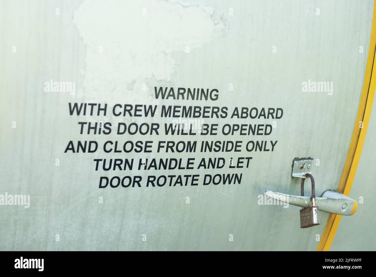 Danger warning sign decal on an old aircraft Stock Photo - Alamy
