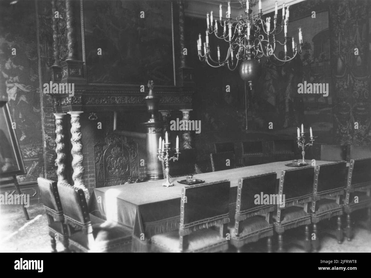 Interior of the wedding room in the town hall with a chimney -and ...