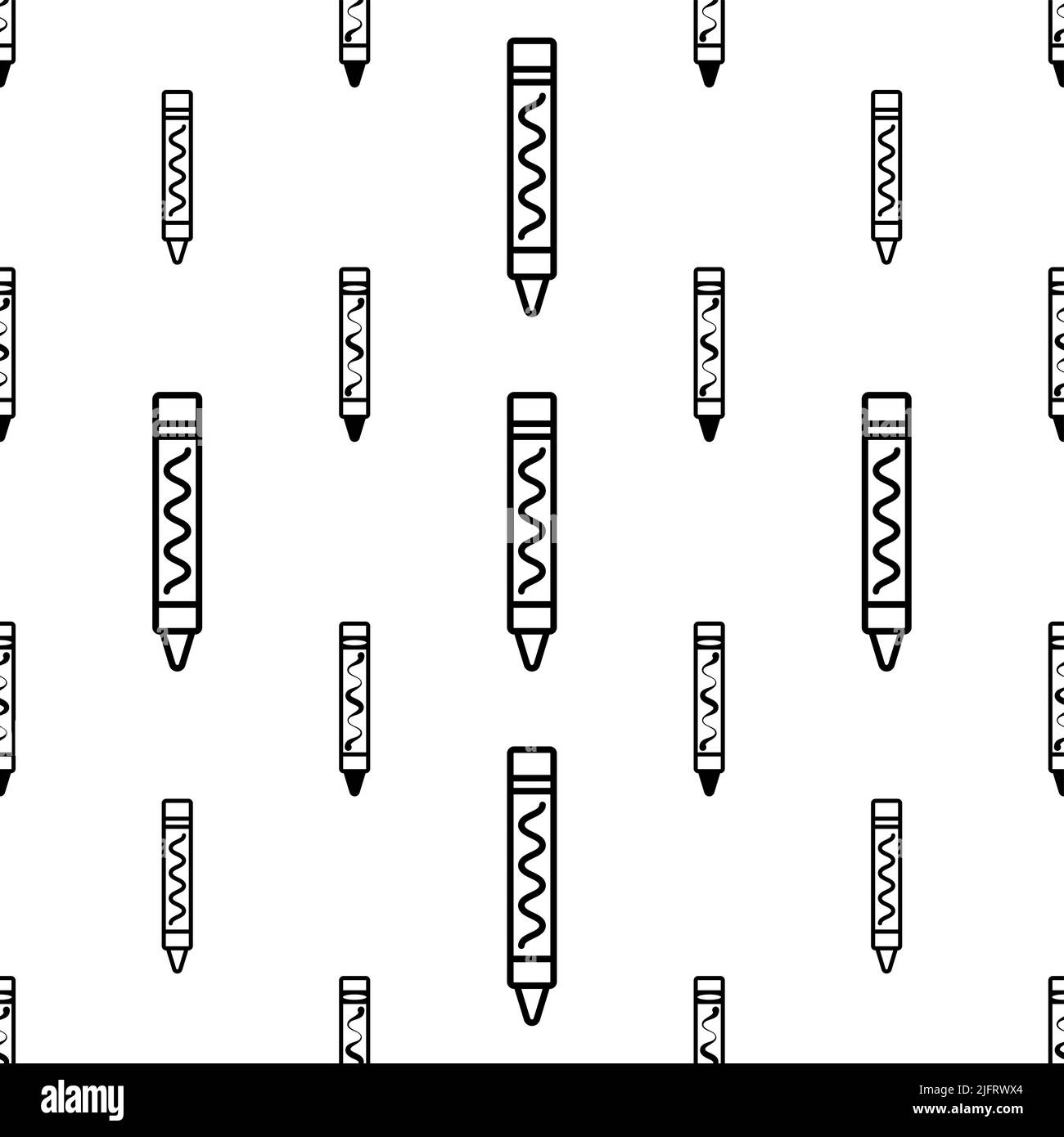 Crayon Icon Seamless Pattern, Drawing Crayon Vector Art Illustration ...