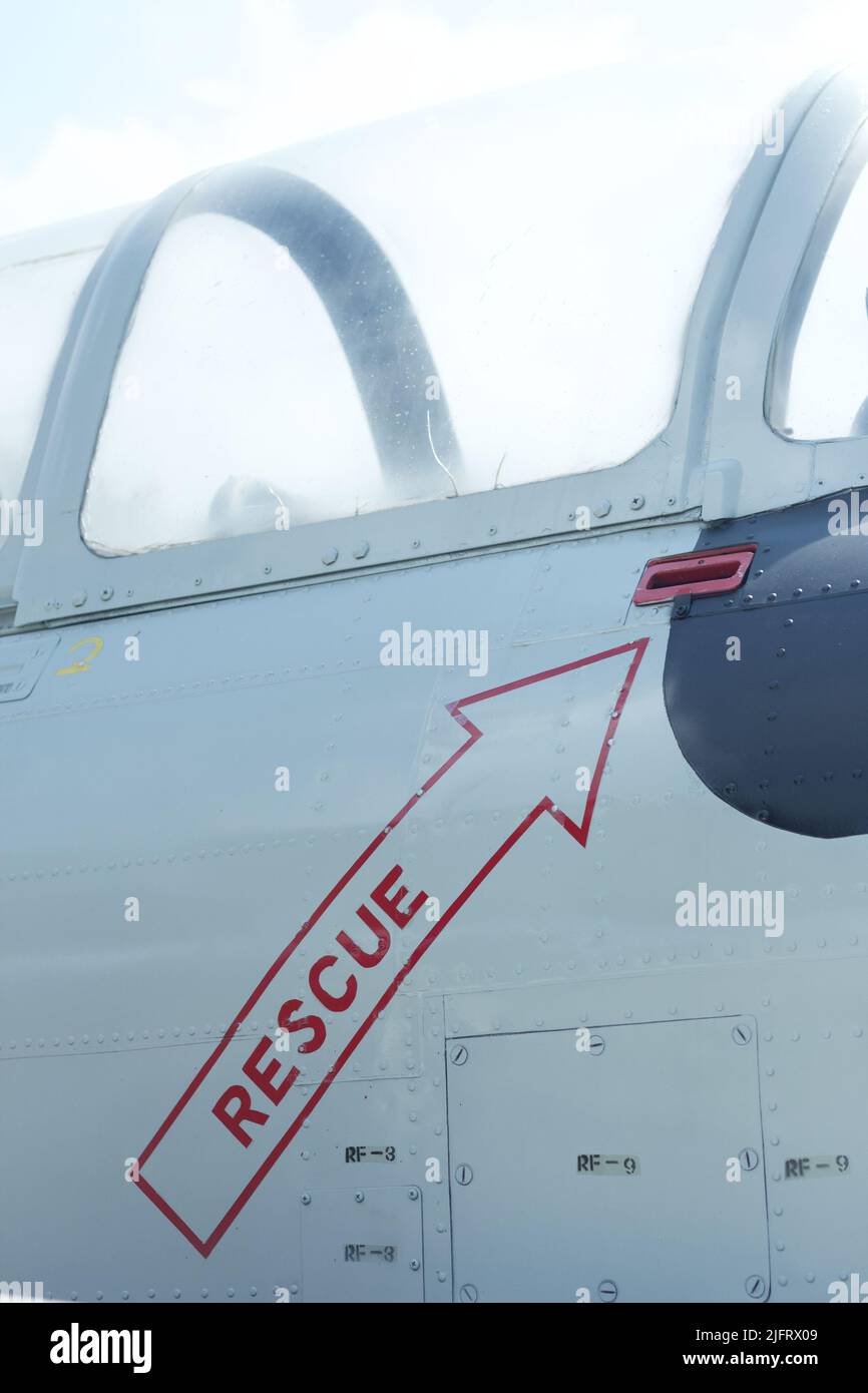 Rescue decal on an old aircraft Stock Photo - Alamy