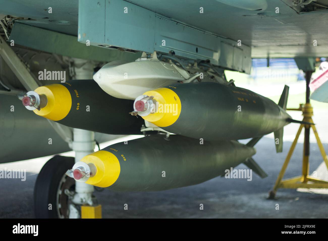 Military round old missile of an old jet fighter airplane Stock Photo ...