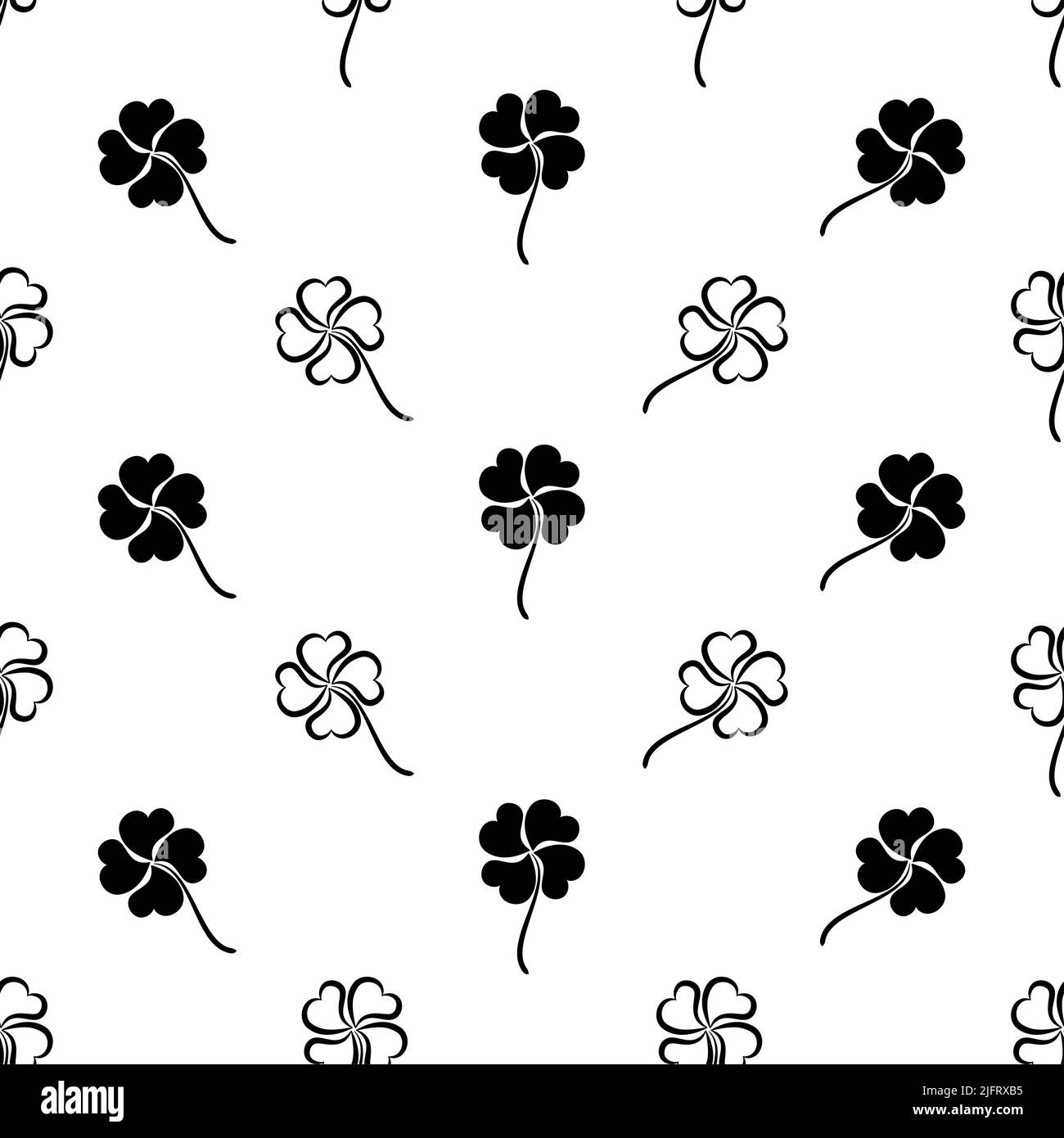 Four leaf clover pattern Black and White Stock Photos & Images - Alamy