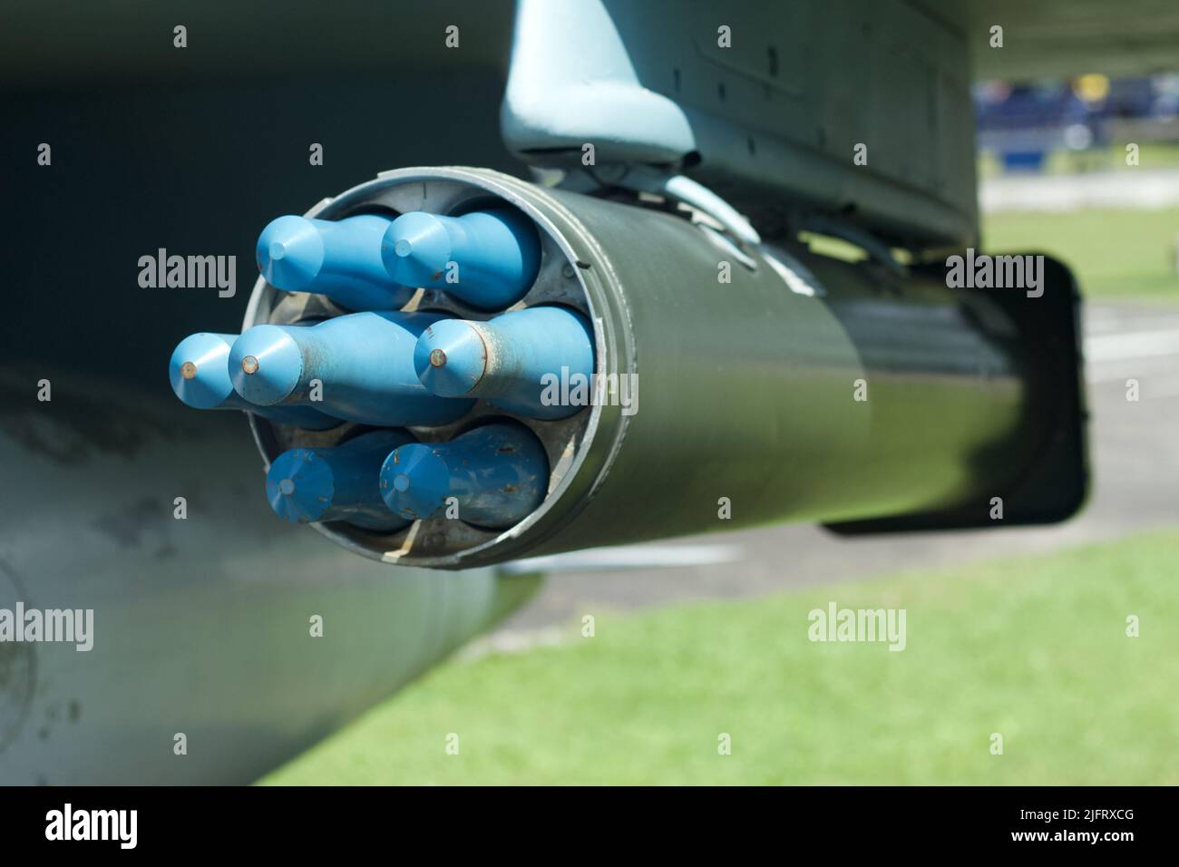 Military round old missile of an old jet fighter airplane Stock Photo ...