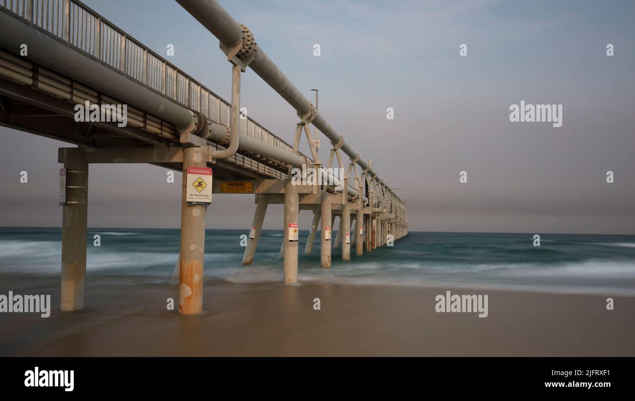 The sand pumping jetty located on The Spit north of Surfers Paradise ...