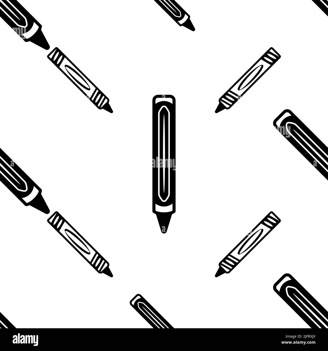 Crayon Icon Seamless Pattern, Drawing Crayon Vector Art Illustration ...