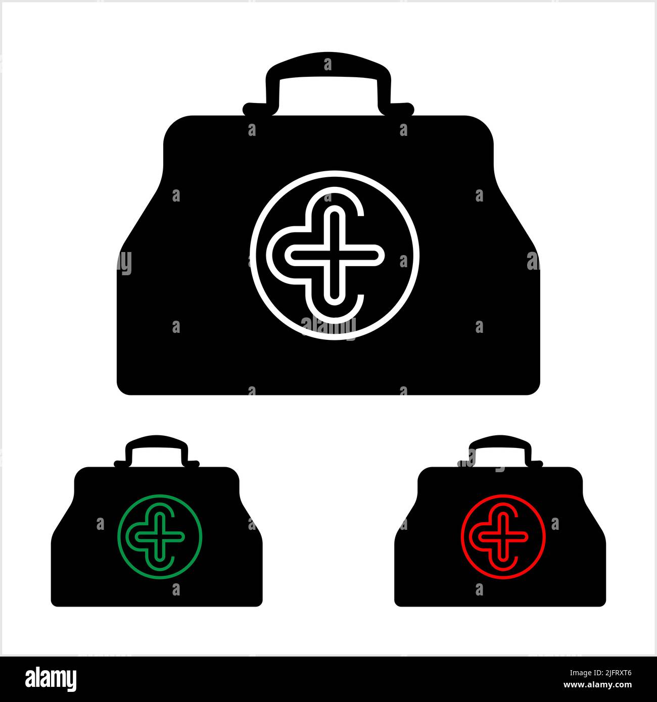 Doctor Bag Icon, First Aid Box Icon Vector Art Illustration Stock ...